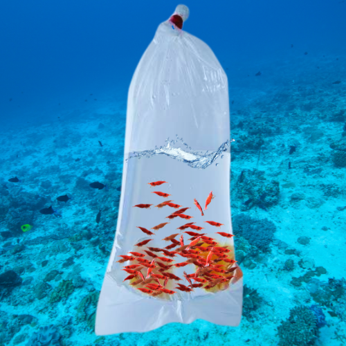 100 Sacs Transport - Crevettes & Poissons - 20 cm x 50 cm - Le Crevettilus